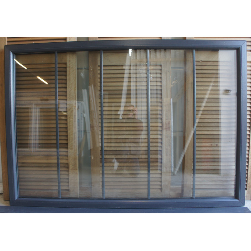 Châssis Fixe PVC Anthracite Style Verrière 5 Carreaux